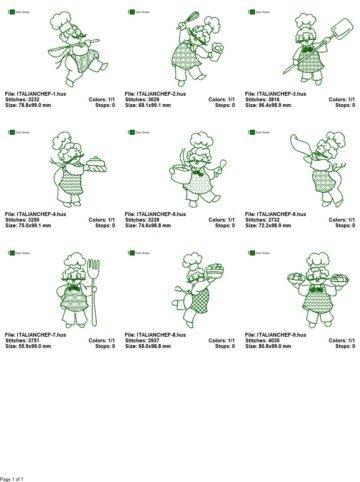 Italian chef-machine embroidery designs - Free embroidery designs