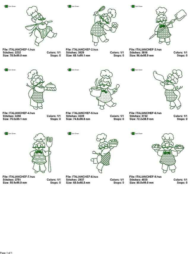 Italian chef-machine embroidery designs - Free embroidery designs