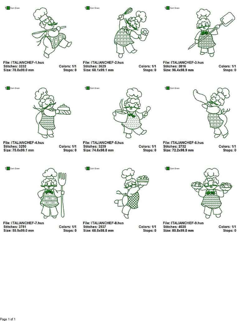 Italian chef-machine embroidery designs - Free embroidery designs