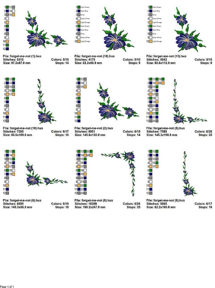 Forget-me-not -machine embroidery designs - Free embroidery designs
