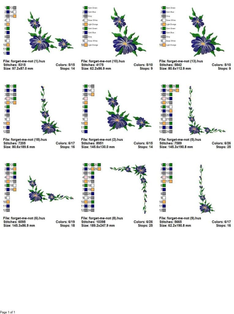 Forget-me-not -machine embroidery designs - Free embroidery designs