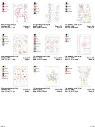 Greeting cards - 9 embroidery designs - Free embroidery designs