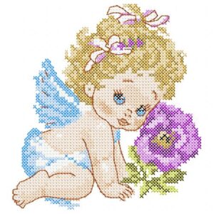 Angel with a flower -free embroidery design - Free embroidery designs