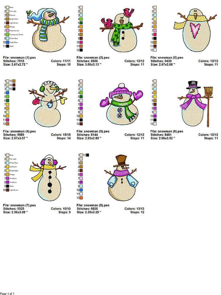 Snowmen- machine embroidery designs - Free embroidery designs
