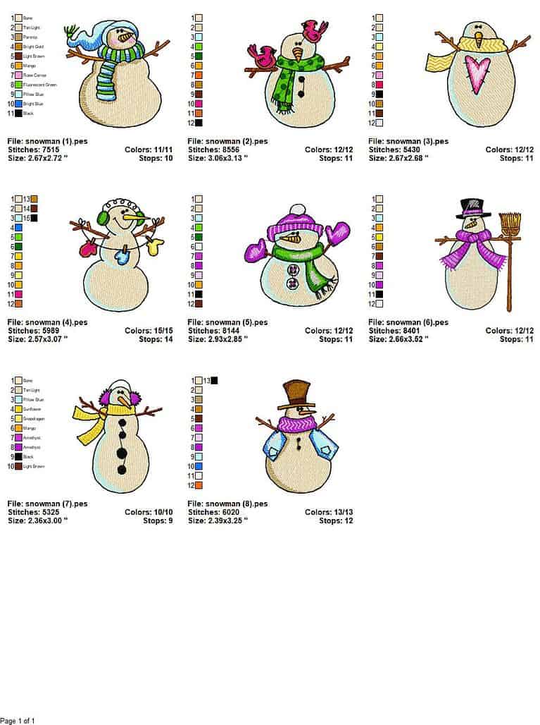 Snowmen- machine embroidery designs - Free embroidery designs